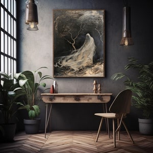 Fading Ghost Wall Art Print Halloween Painting Spooky Haunting Ghost ...