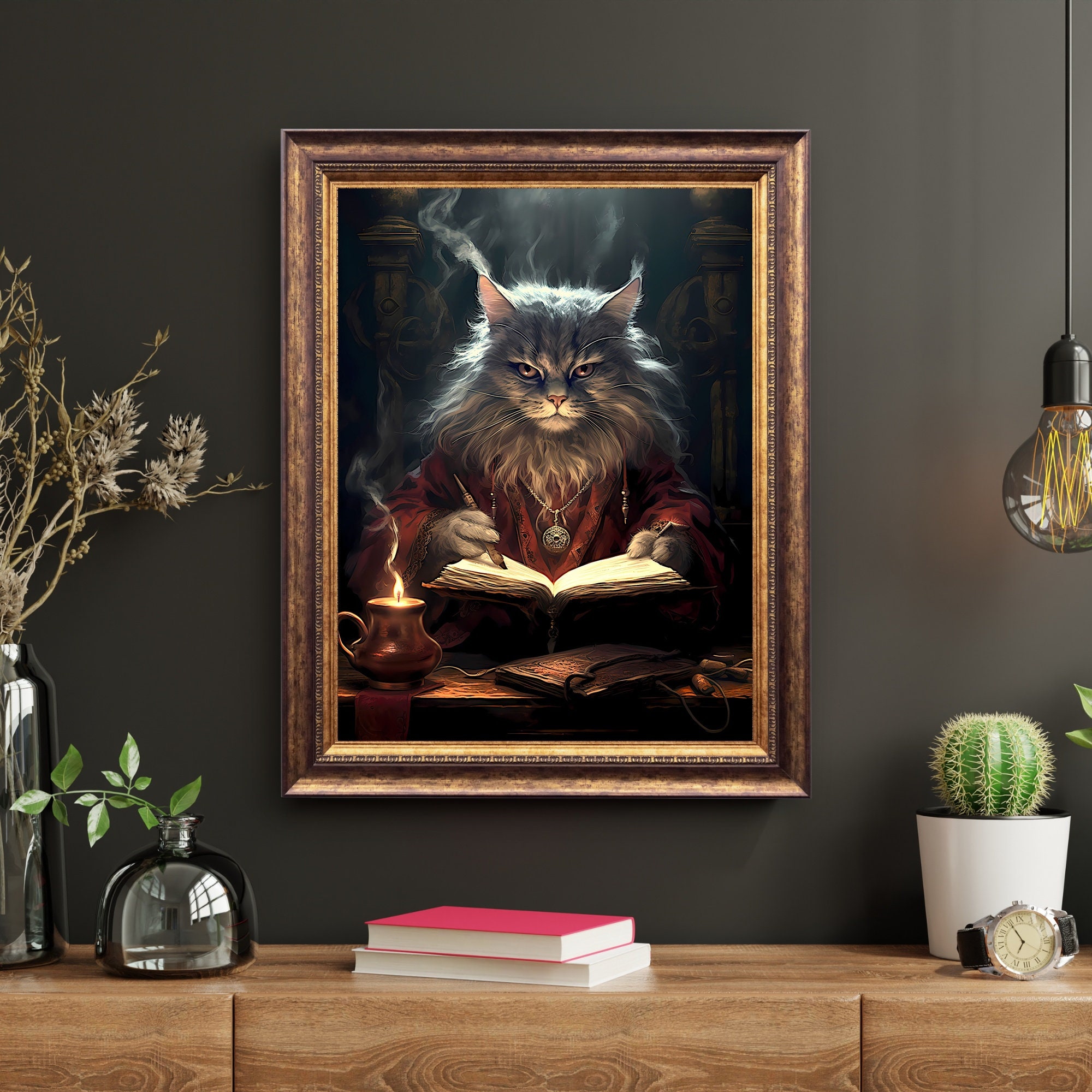 Cat Wizard Printable Wall Art Fantasy Wall Decor Dark - Etsy