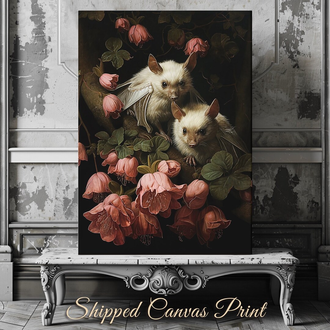 Albino Bats Canvas Print: Dark Cottagecore Gothic Halloween Wall Art - Etsy