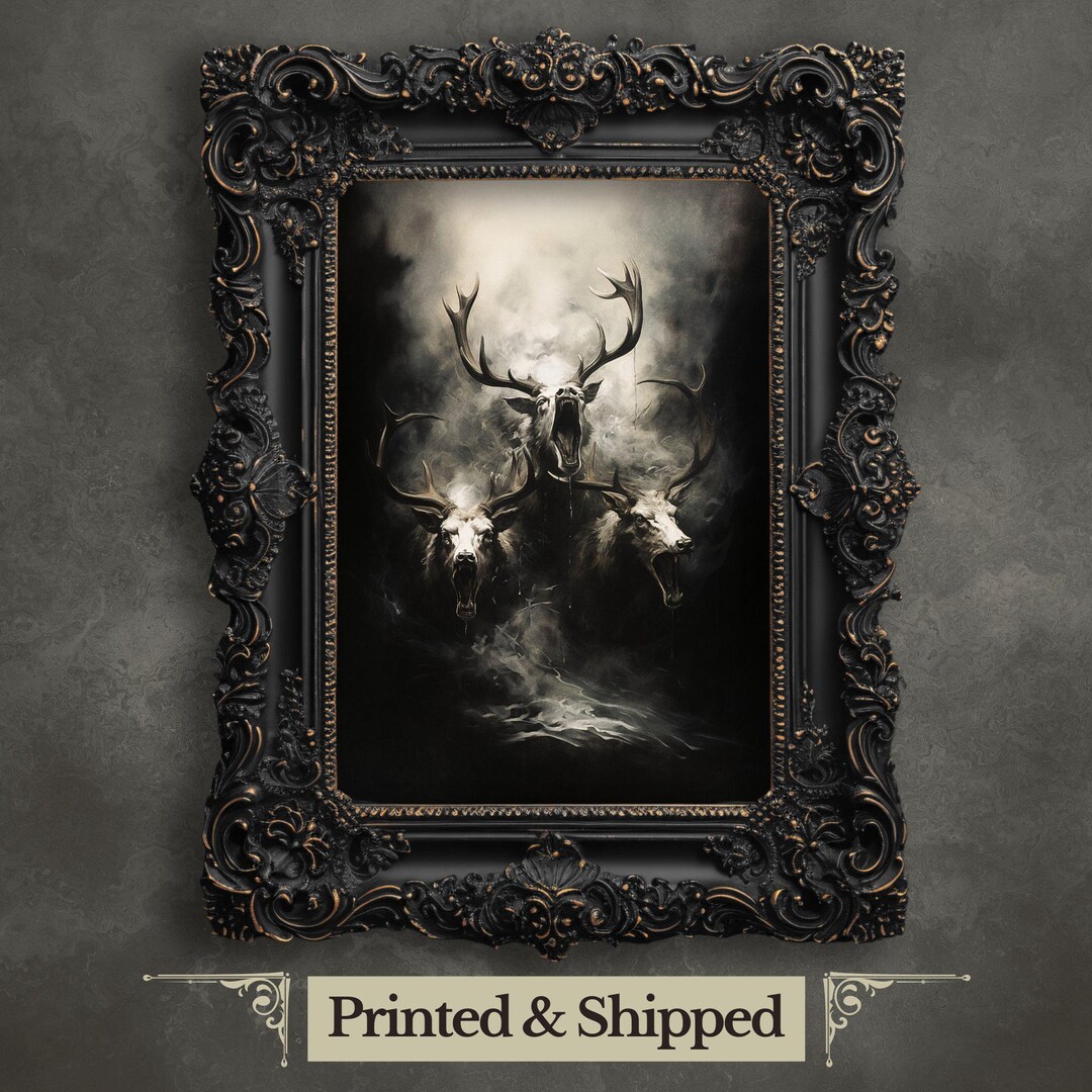 The Dark Herd Wall Art Print Menacing Reindeer Art Scary Dark ...