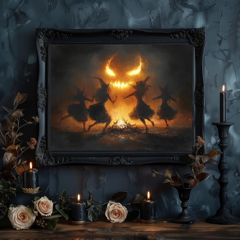 Witches Dance Art Print | Bonfire Demon Summoning, Witchcore Decor (digital Download) - Etsy