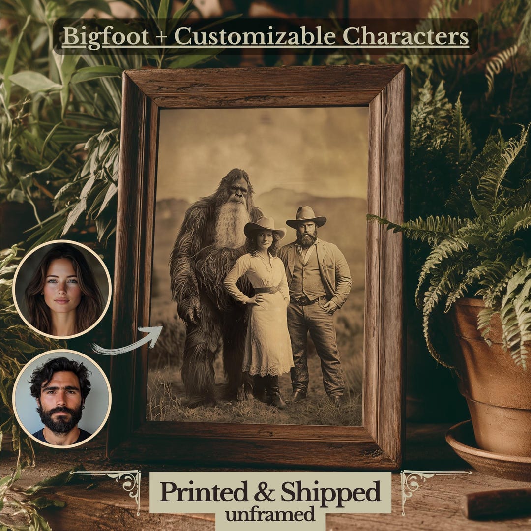 Bigfoot Customizable Wall Art Print Vintage Photograph Personalized ...