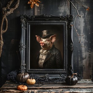 Victorian Pig Wall Art Print Vintage Portrait Painting of Pig Gentlemen ...