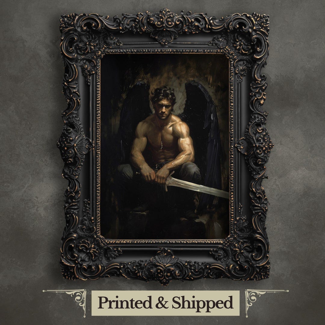 Dark Angel Wall Art Print Fallen Angel Print Moody Lucifer Wall Art ...