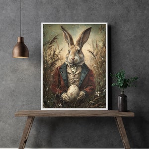 Victorian Easter Rabbit Wall Art Print Spring Animal Portrait Painting ...