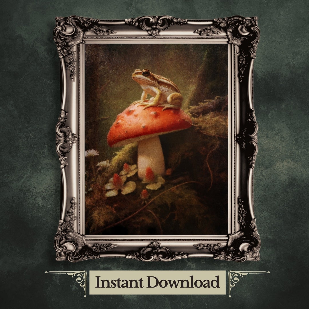 Woodland Frog Printable Wall Art Grunge Goblincore Vintage Botanical ...