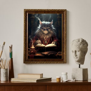 Cat Wizard Printable Wall Art Fantasy Wall Decor Artwork Mystic Gothic ...