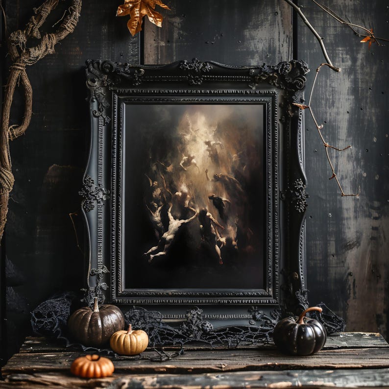 Fall to Hell Wall Art Print Gothic Wall Art Creepy Art Print Wiccan ...