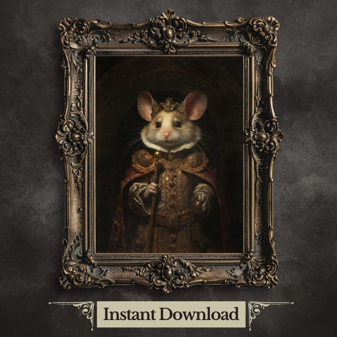 Royal Mouse Printable Wall Art Renaissance Animal Portrait Painting ...