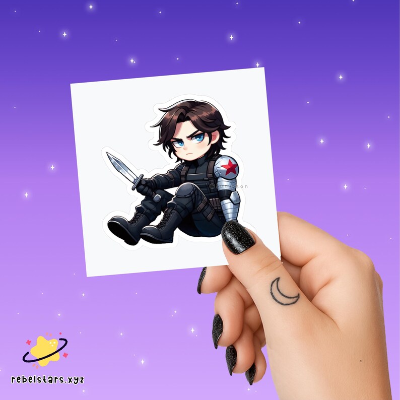 Bucky Barnes Chibi Vinyl Sticker | Fan Art by Rebel Stars - Etsy