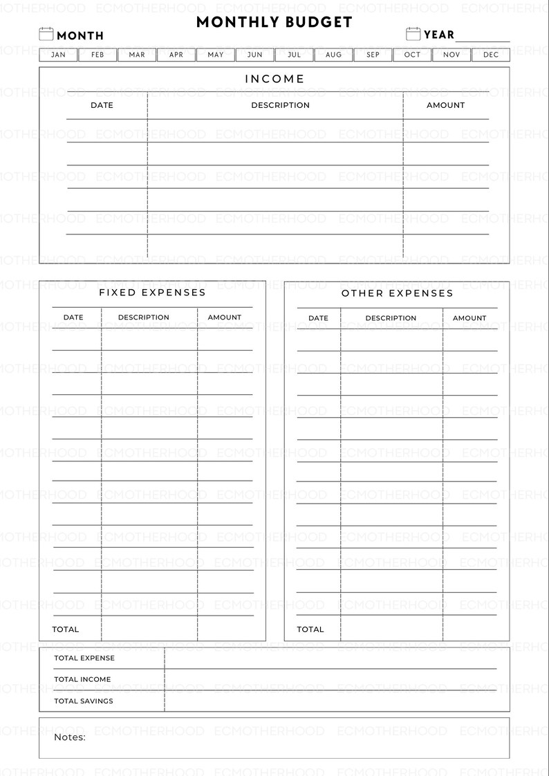 Monthly Budget and Expense Tracker - Etsy