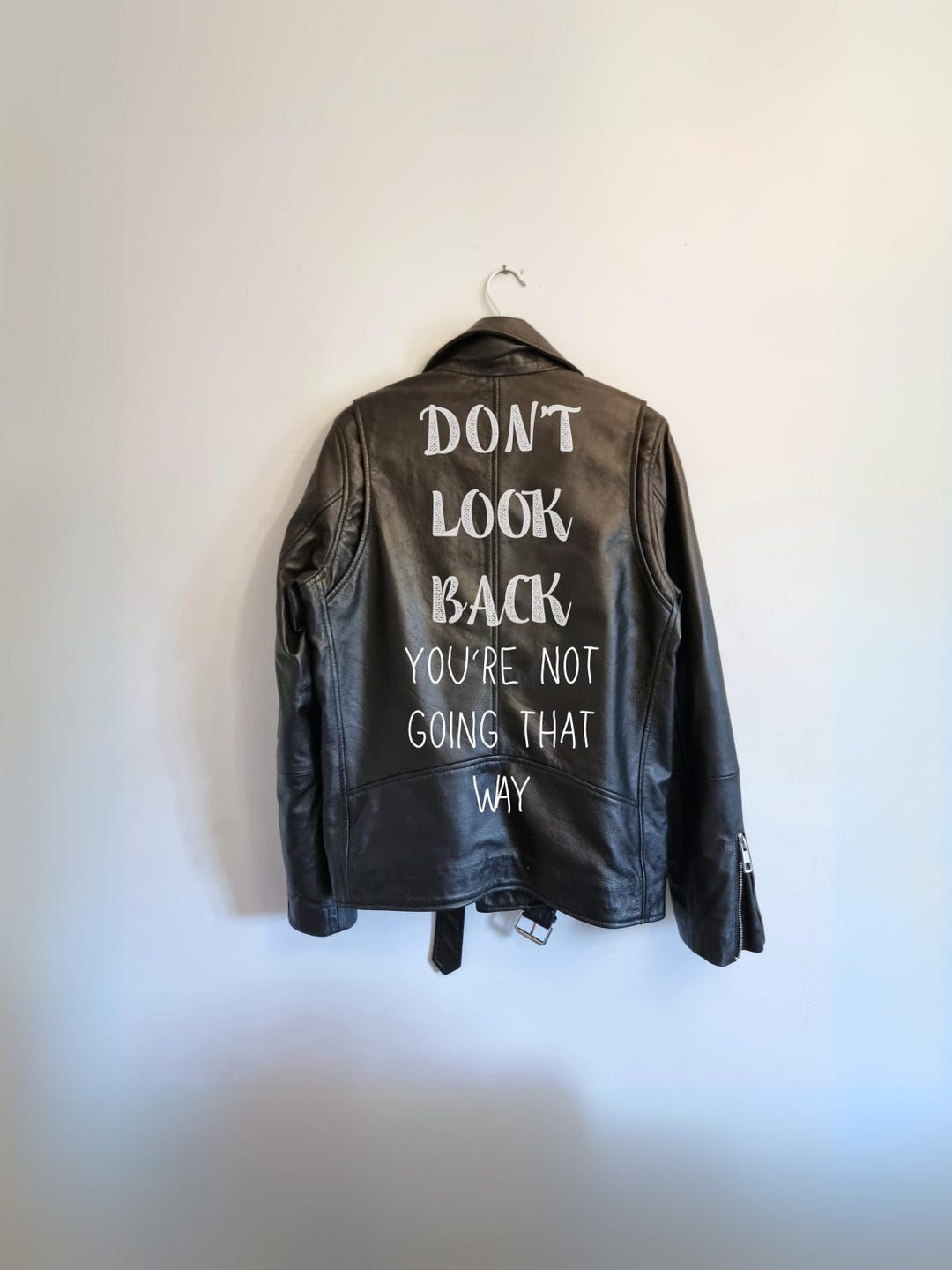 Statement Leather Jacket | Painted Black Moto Jacket | Motivational ...