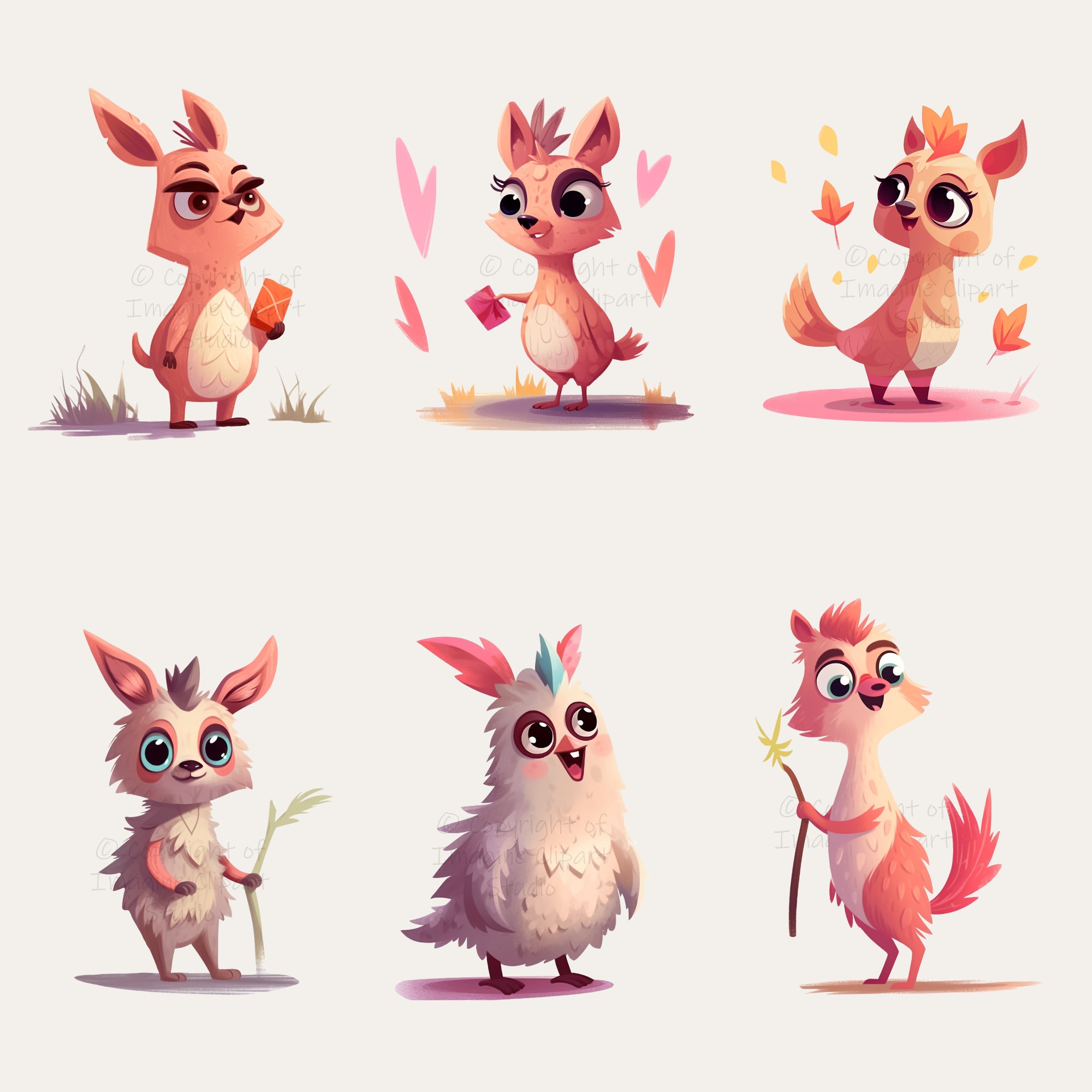 Quirky Critters Clipart, Cartoon Creatures, Card Decor, Wall Decor ...