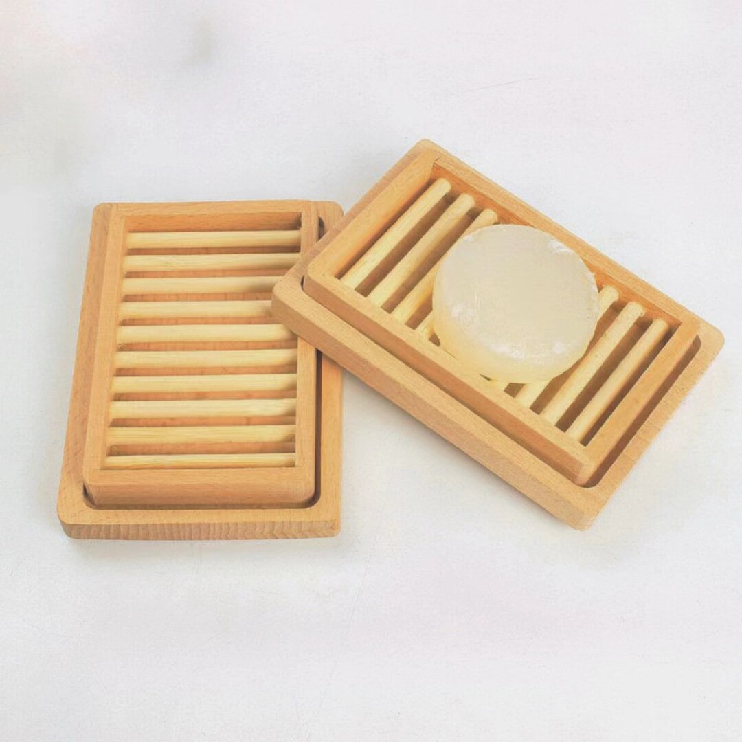 Dual-layer Beech Wooden Soap Dish / Best Draining Biodegradable Soap ...