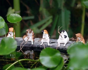 Miniature Fishing Cat Figurines Approx. 3-4cm Tall Beautifully Detailed ...