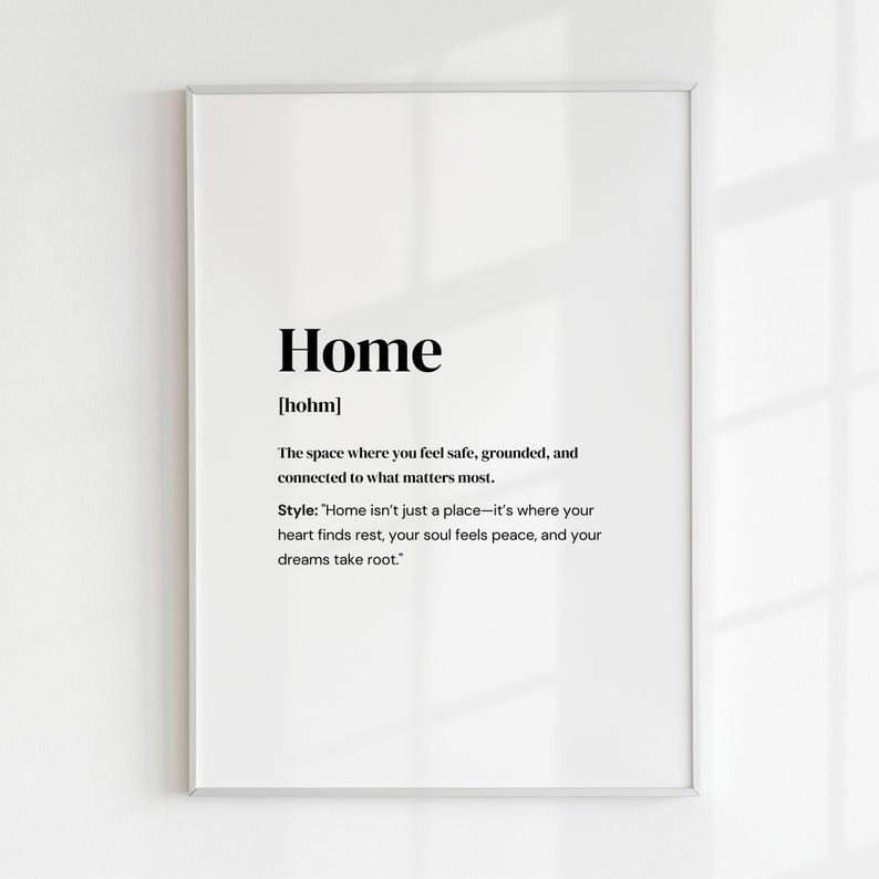 Home Dictionary Definition Wall Art Minimalist Design, Cozy & Modern ...