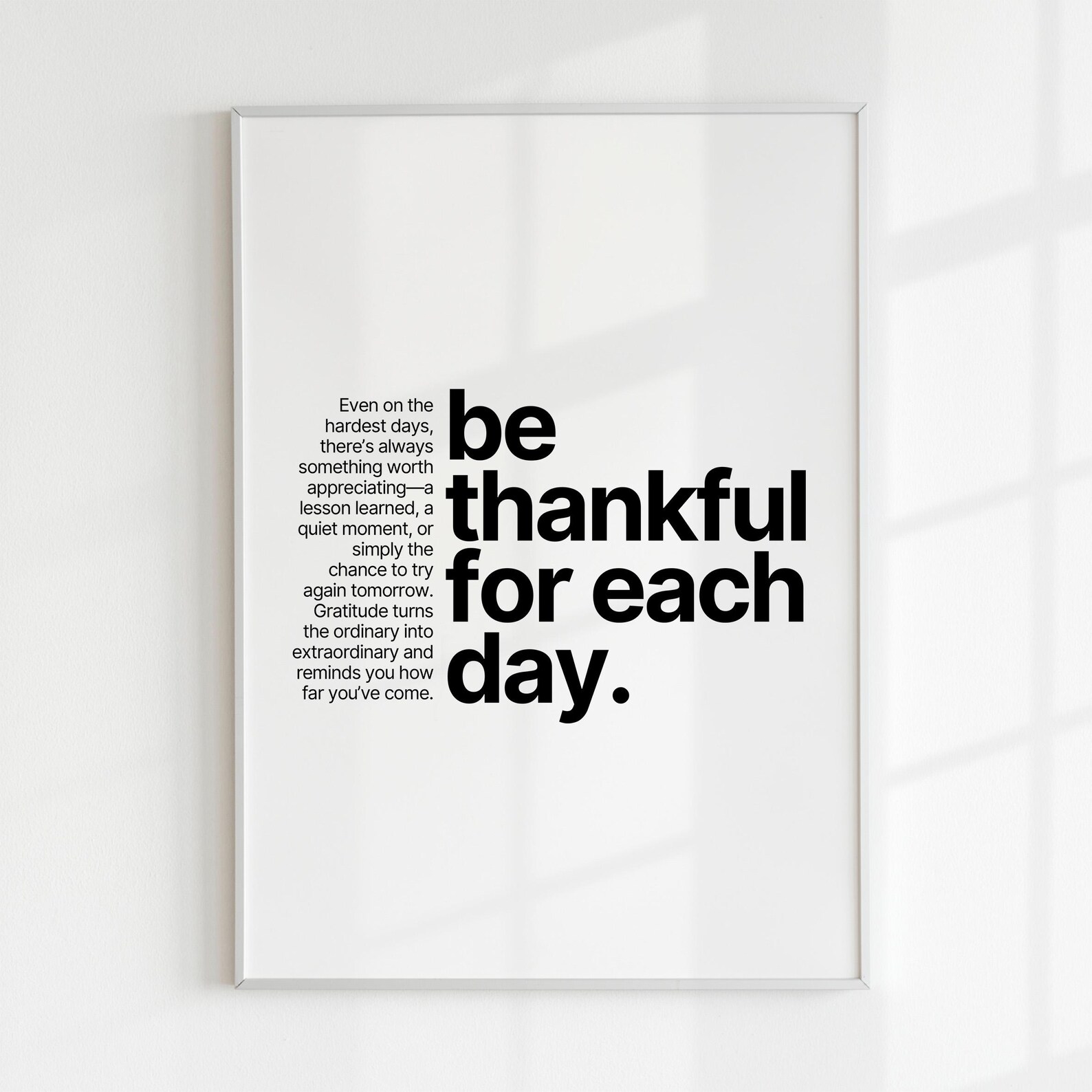 Be Thankful for Each Day Wall Art - Inspirational Quote Print ...