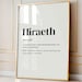 Hiraeth Definition Print – Minimalist Wall Art, Aesthetic Decor ...