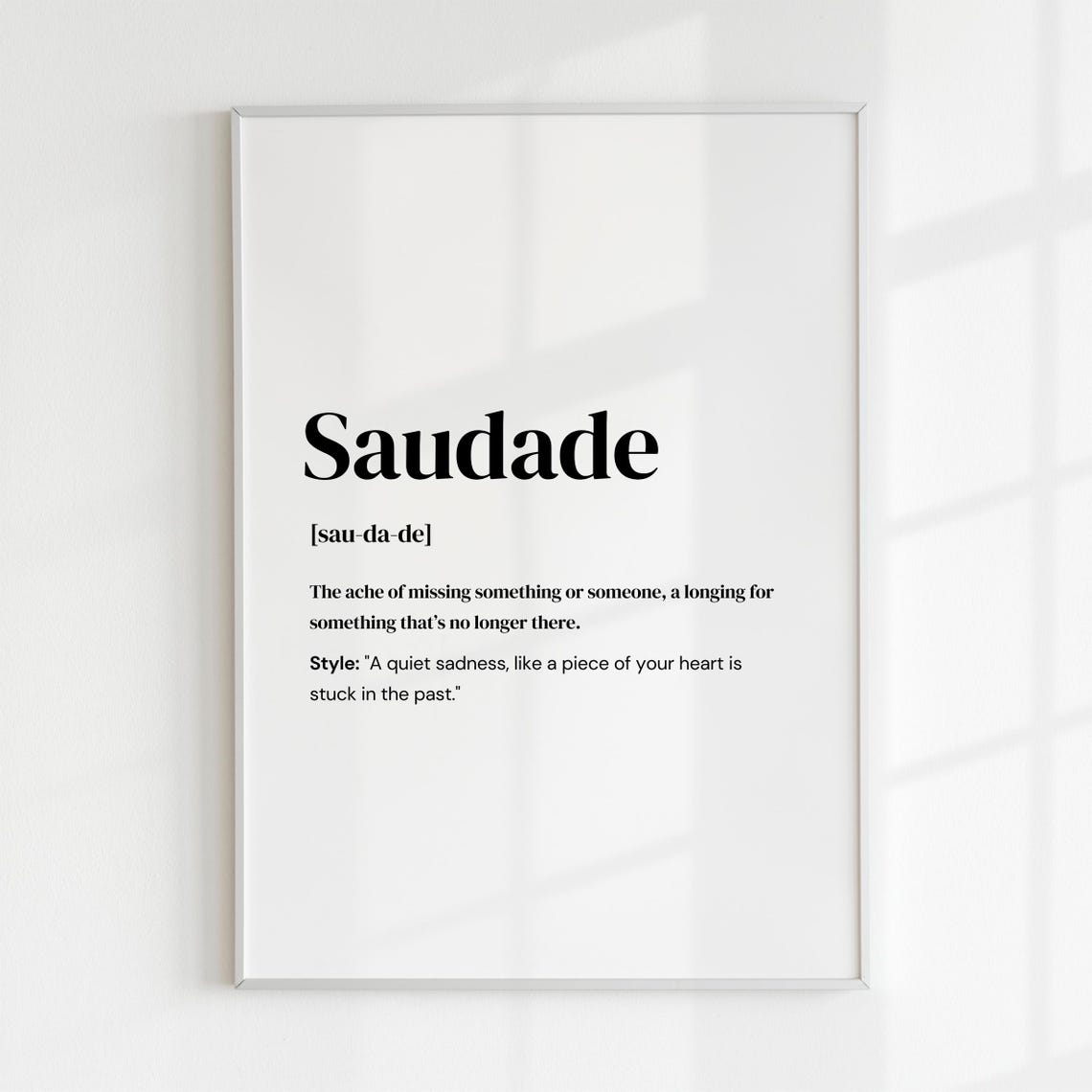Saudade Definition Print Minimalist Wall Art, Aesthetic Home Decor ...