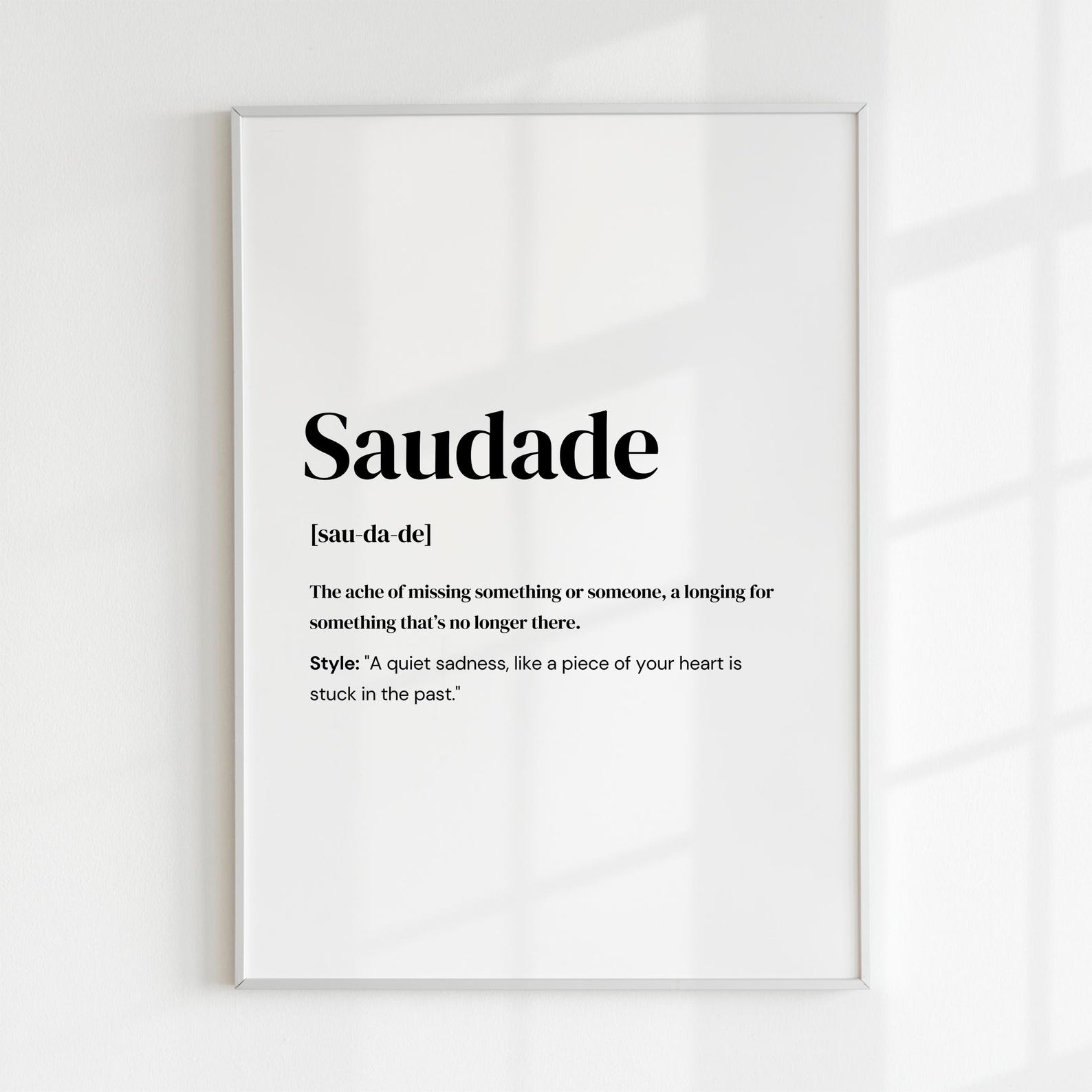 Saudade Definition Print Minimalist Wall Art, Aesthetic Home Decor ...