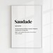Saudade Definition Print Minimalist Wall Art, Aesthetic Home Decor ...