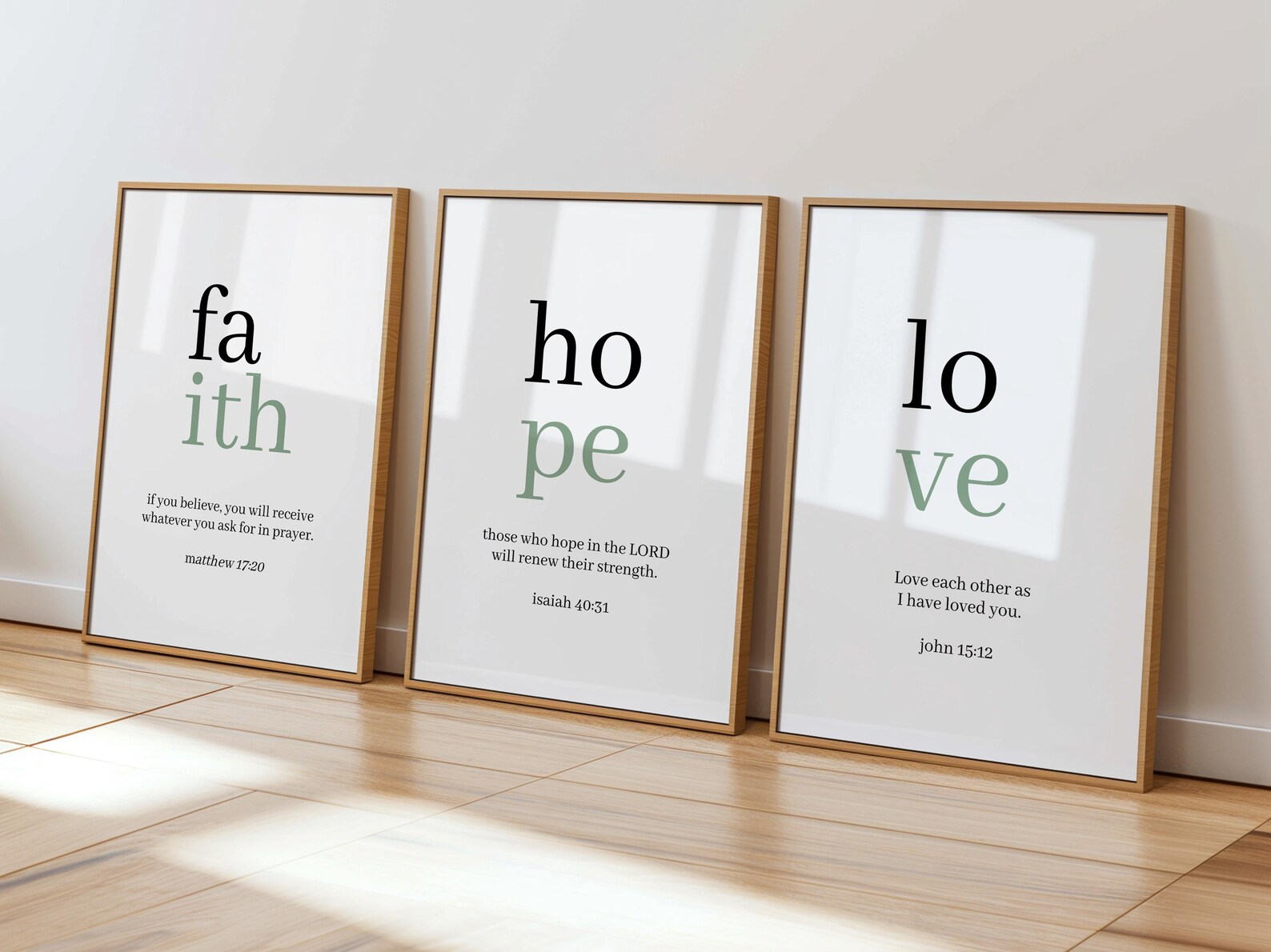 Faith Hope Love Christian Wall Art, English Bible Verse Prints ...
