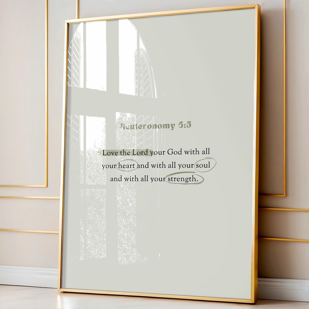 Deuteronomy 6:5 Bible Verse Wall Art Christian Digital Print Love the ...