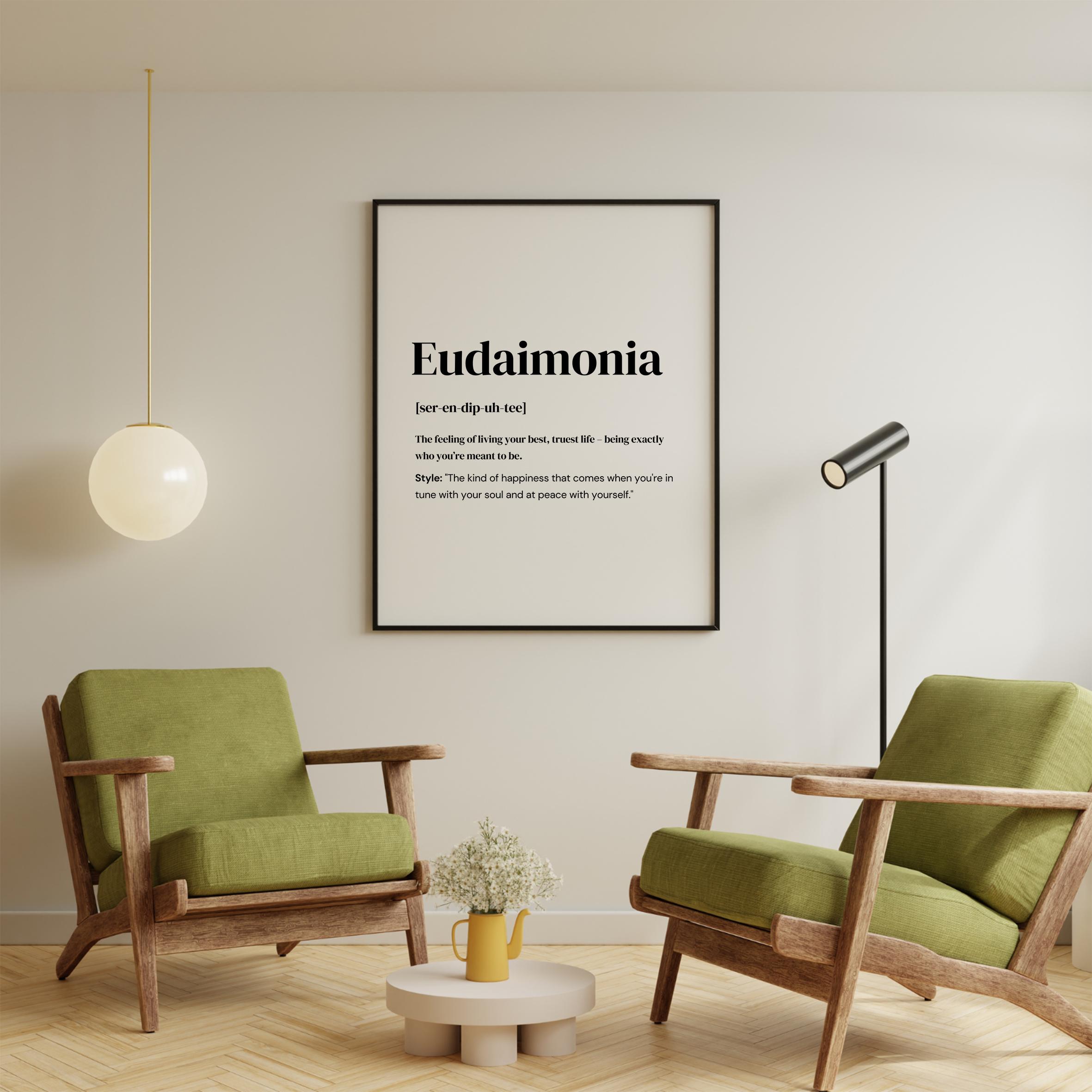 Eudaimonia Definition Print – Minimalist Wall Art, Inspirational ...
