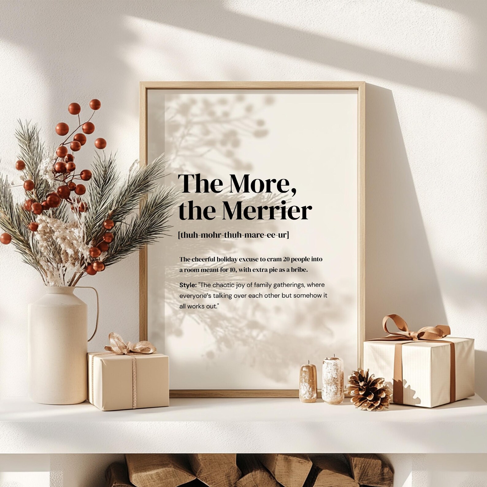 The More the Merrier Christmas Dictionary Wall Art Print - Holiday ...