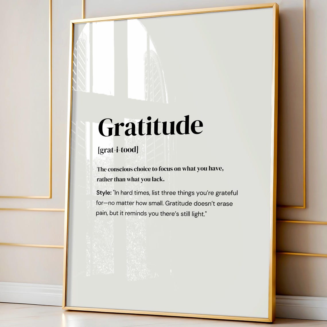 Gratitude Definition Wall Art Minimalist Design Positive Vibes ...
