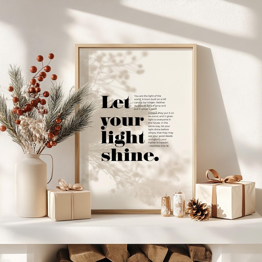 Let Your Light Shine Bible Verse Wall Art Inspirational Christian Quote ...