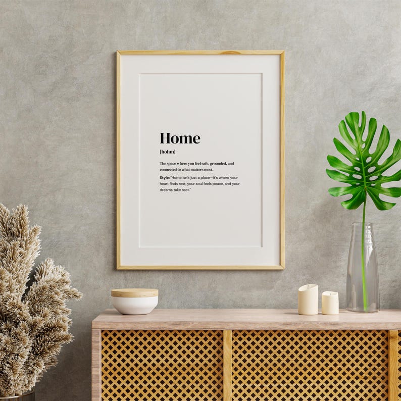 Home Dictionary Definition Wall Art Minimalist Design, Cozy & Modern ...