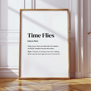 Time Flies Inspirational Dictionary Wall Art Print - Motivational Quote ...