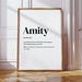 Amity Dictionary Definition Wall Art, Printable Digital Download ...