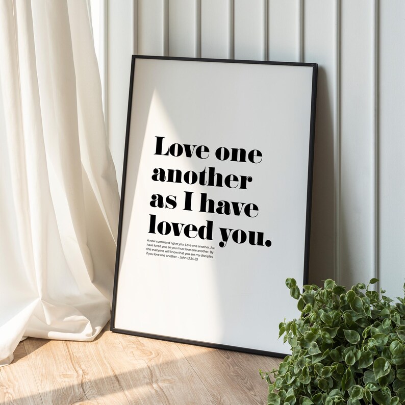 Love One Another Bible Verse Wall Art - Christian Inspirational Quote ...