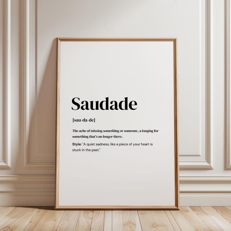 Saudade Definition Print Minimalist Wall Art Aesthetic Home Decor ...