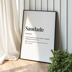 Saudade Definition Print Minimalist Wall Art, Aesthetic Home Decor ...