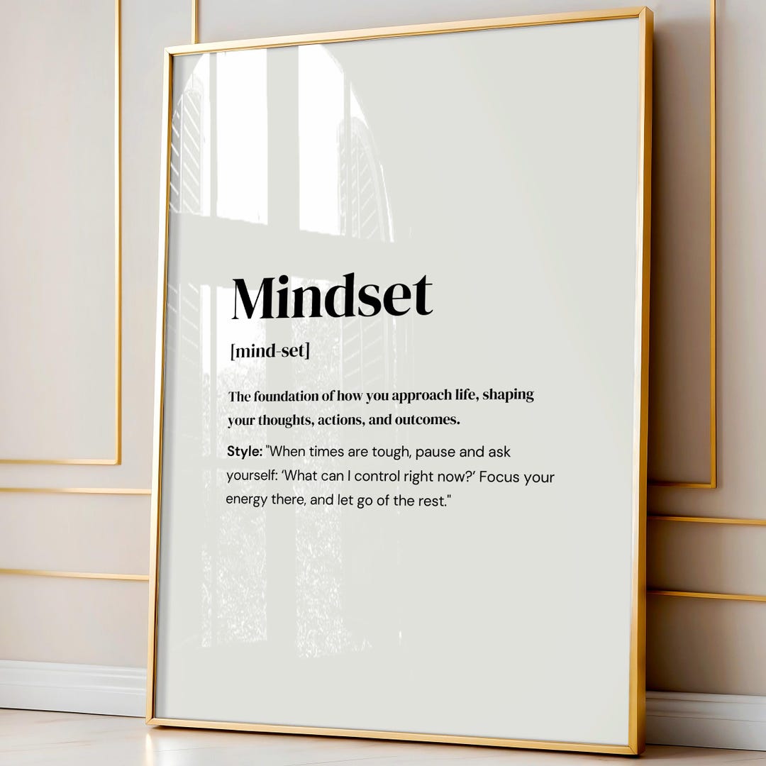 Mindset Dictionary Definition Wall Art Motivational Minimalist Design ...