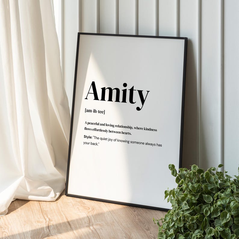 Amity Dictionary Definition Wall Art, Printable Digital Download ...