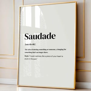 Saudade Definition Print Minimalist Wall Art Aesthetic Home Decor ...