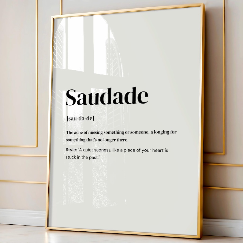 Saudade Definition Print Minimalist Wall Art Aesthetic Home Decor ...