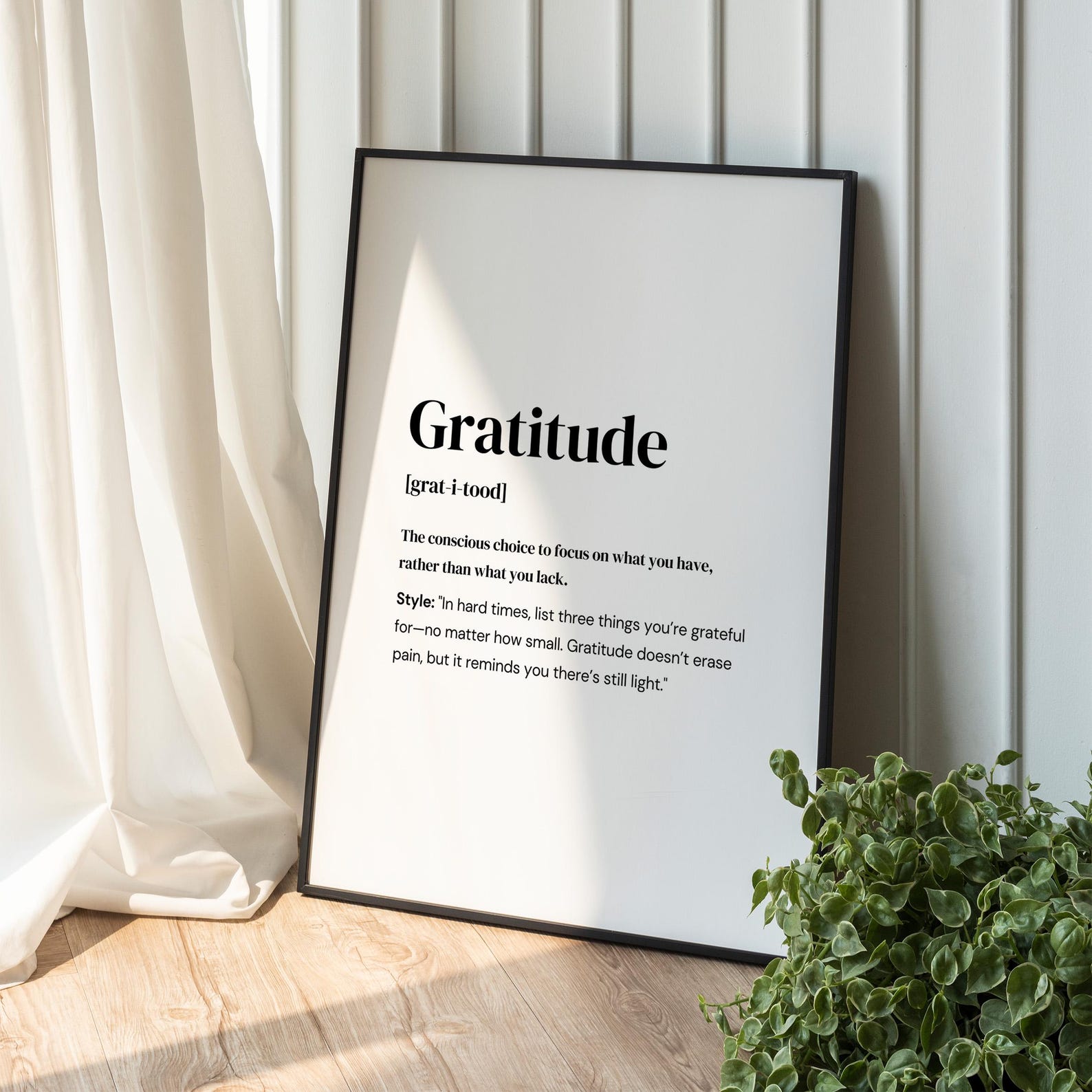 Gratitude Definition Wall Art Minimalist Design Positive Vibes ...