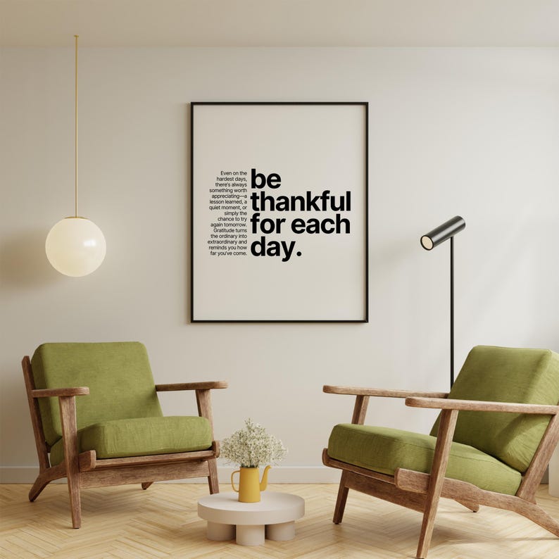 Be Thankful for Each Day Wall Art - Inspirational Quote Print ...
