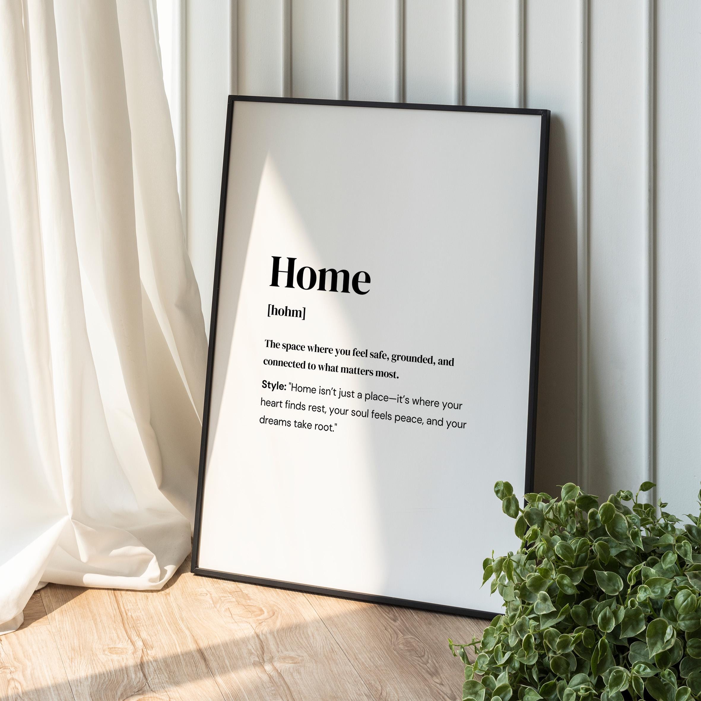 Home Dictionary Definition Wall Art Minimalist Design, Cozy & Modern ...