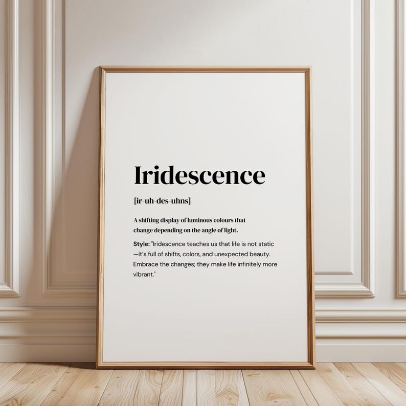 Iridescence Definition Wall Art Print Inspirational Word Poster Digital ...