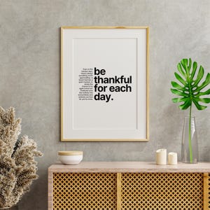 Be Thankful for Each Day Wall Art - Inspirational Quote Print ...