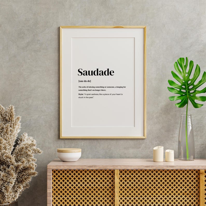 Saudade Definition Print Minimalist Wall Art, Aesthetic Home Decor ...