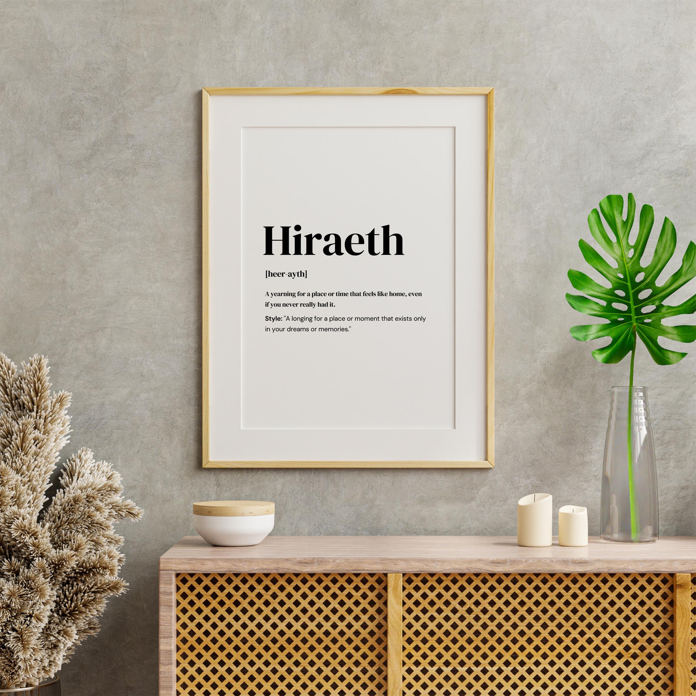 Hiraeth Definition Print – Minimalist Wall Art, Aesthetic Decor ...