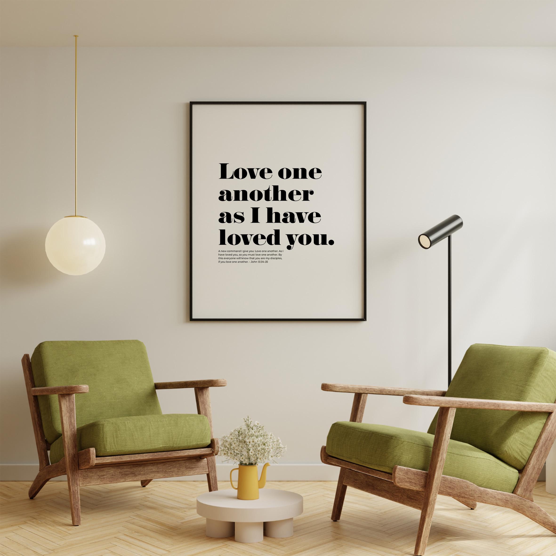 Love One Another Bible Verse Wall Art - Christian Inspirational Quote ...