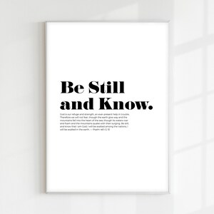Be Still and Know Christian Bible Verse Wall Art Print | Inspirational ...